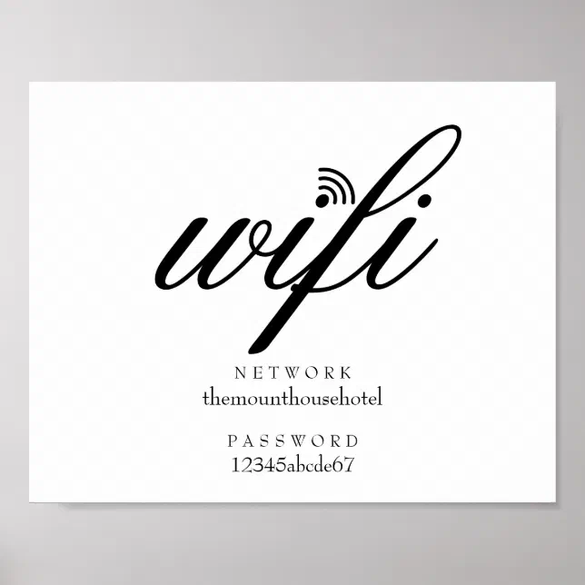 Wifi Network and Password Sign | Zazzle