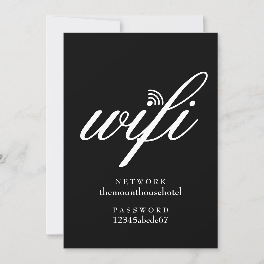 Wifi Network and Password Sign Card | Zazzle