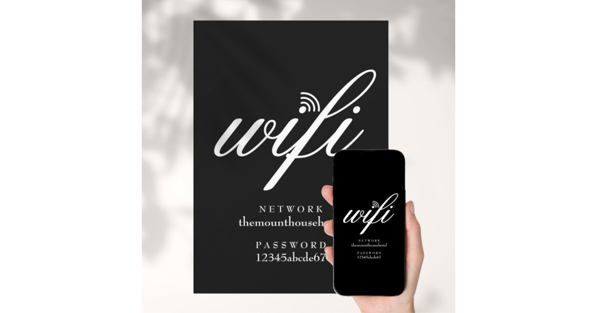 Wifi Network and Password Sign Card | Zazzle
