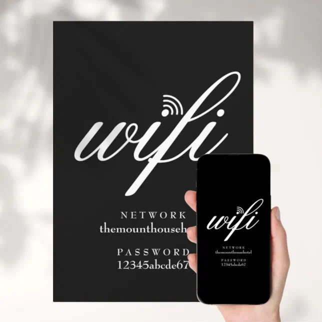 Wifi Network and Password Sign Card | Zazzle
