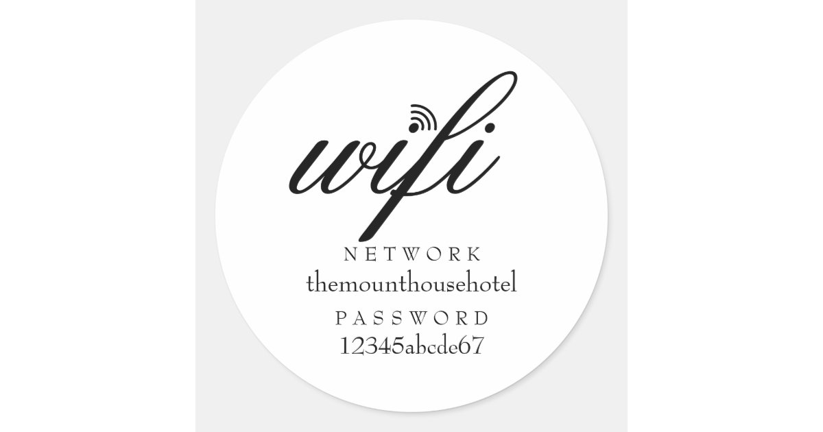 Wifi Network and Password Sign Classic Round Sticker | Zazzle