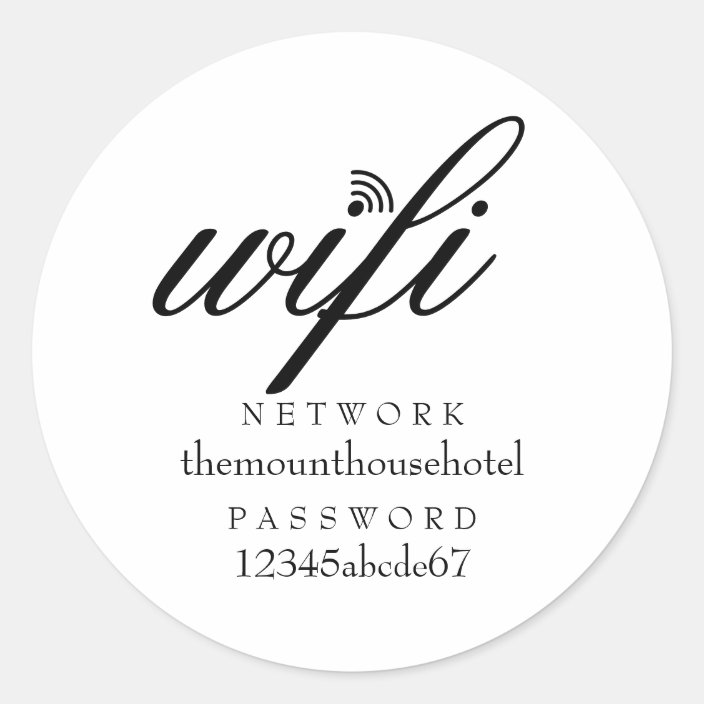 Wifi Network and Password Sign Classic Round Sticker | Zazzle.com