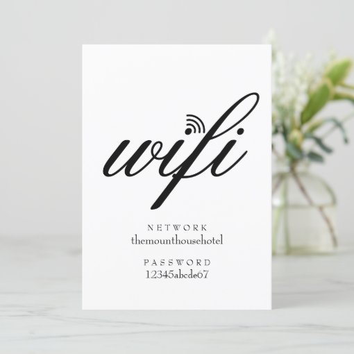 Wifi Network and Password Sign Guest Card | Zazzle