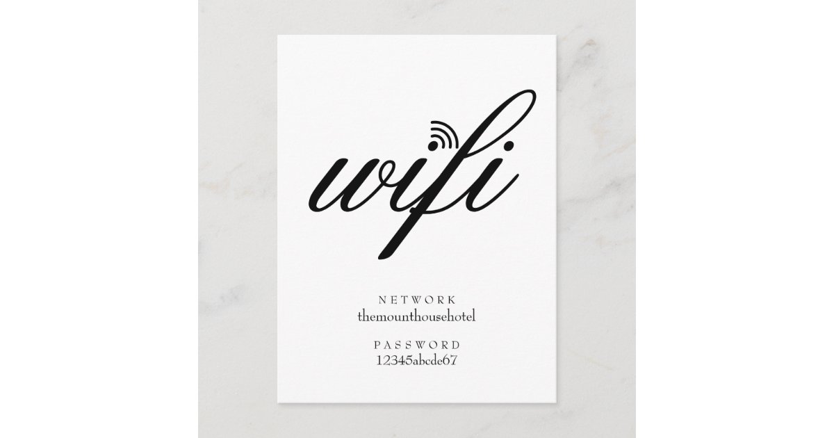 Wifi Network and Password Sign Postcard | Zazzle