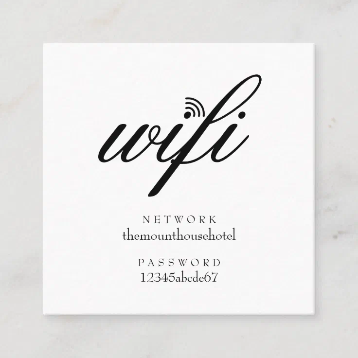 Wifi Network and Password Square Business Card | Zazzle