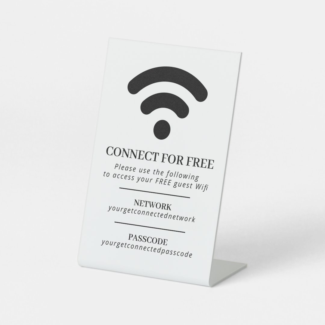 Wifi network passcode guest info custom mono pedestal sign | Zazzle