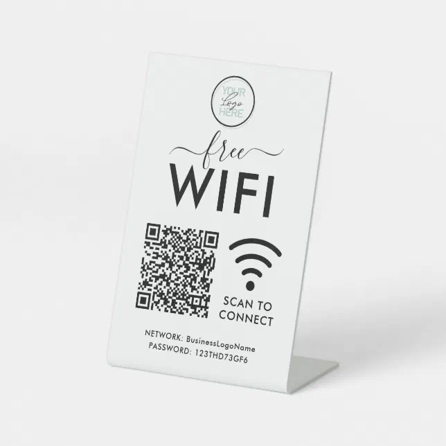 WIFI Network Password QR Code Pedestal Sign | Zazzle WIFI Network Password QR Code Pedestal Sign | Zazzle