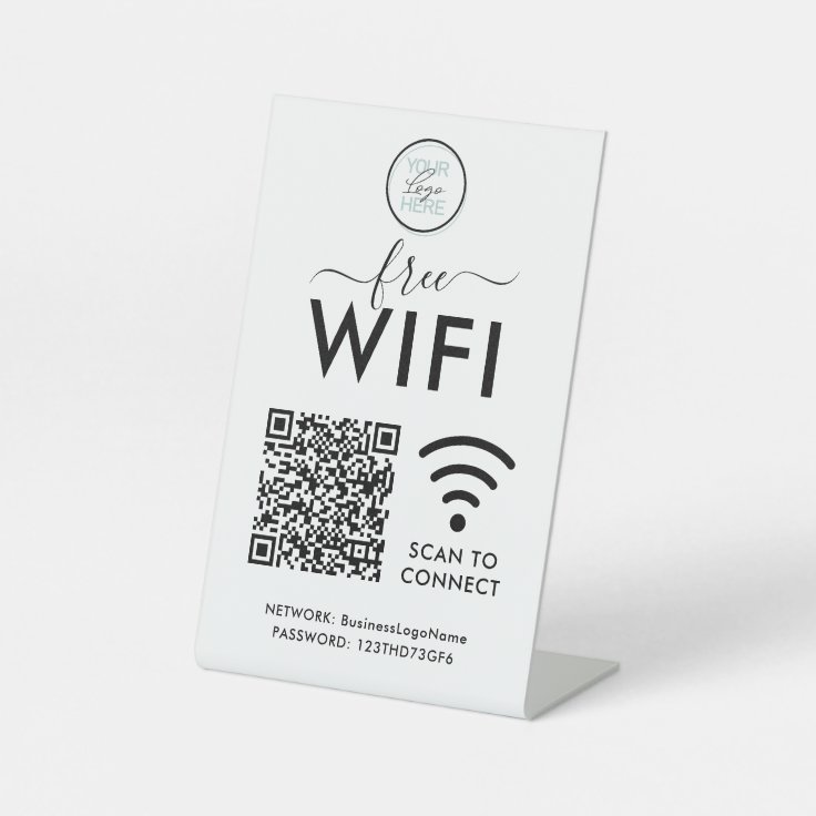 WIFI Network Password QR Code Pedestal Sign | Zazzle