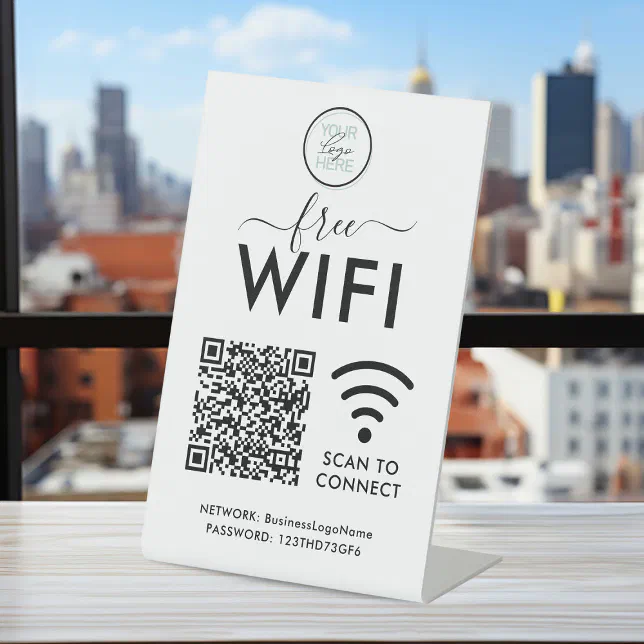 WIFI Network Password QR Code Pedestal Sign | Zazzle