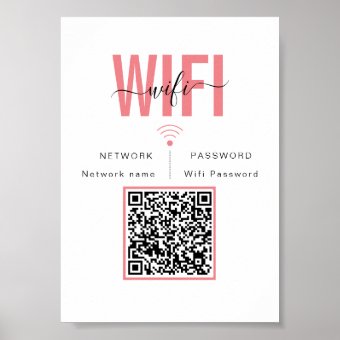WIFI Network Password QR Code Poster | Zazzle