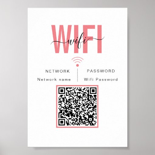 WIFI Network Password QR Code Poster | Zazzle WIFI Network Password QR Code Poster | Zazzle