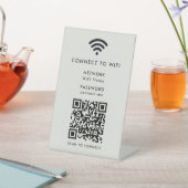 Wifi Network Password QR Code Scan to Connect Gray Pedestal Sign | Zazzle