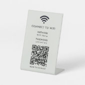 Wifi Network Password QR Code Scan to Connect Gray Pedestal Sign | Zazzle