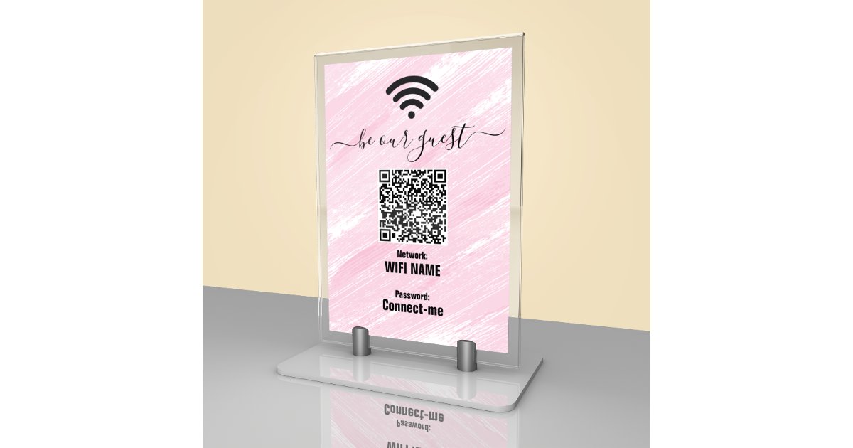 Wifi Network | QR Code | Be Our Guest Table Card | Zazzle