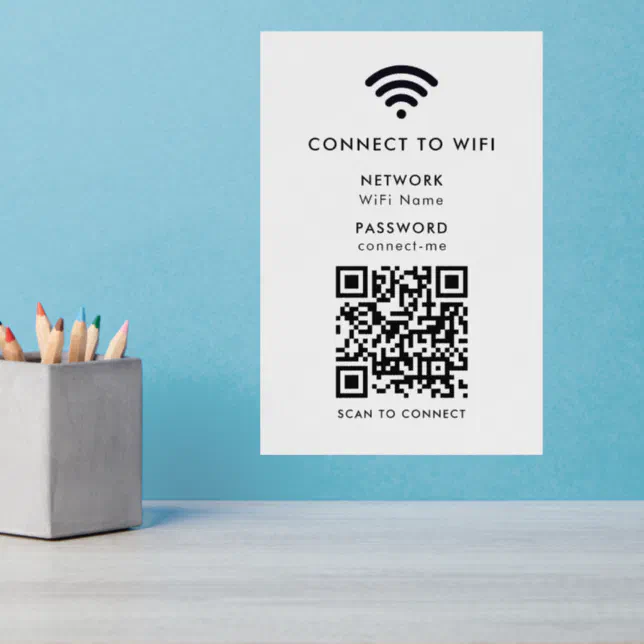 Wifi Network | QR Code Internet Password White Wall Decal | Zazzle