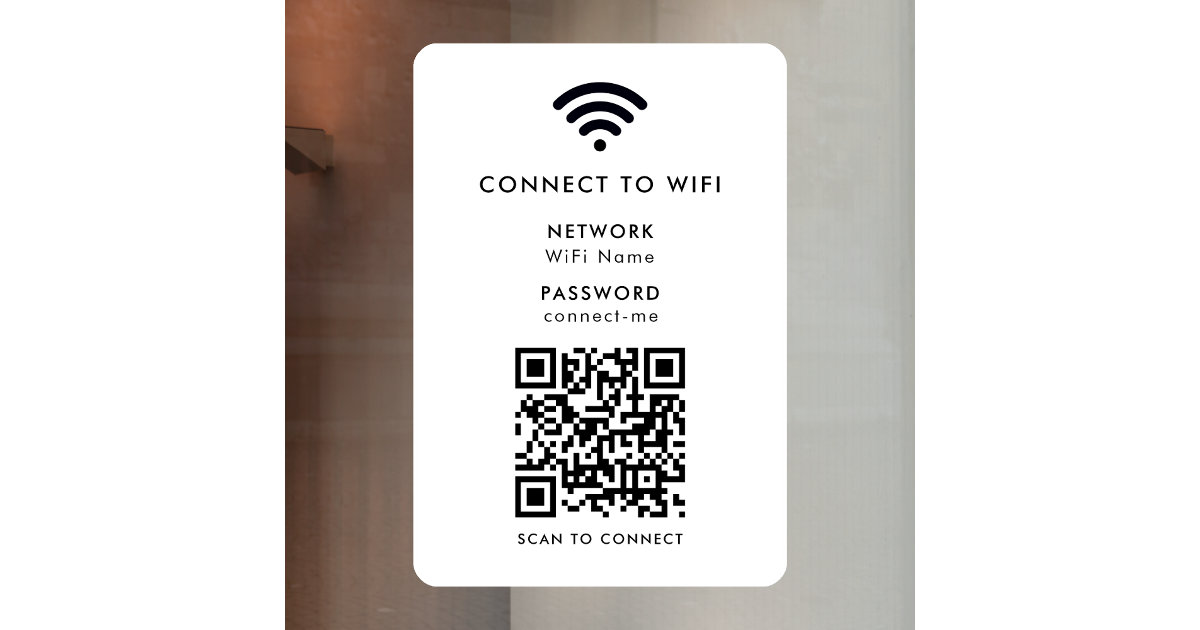 Wifi Network | QR Code Internet Password White Window Cling | Zazzle
