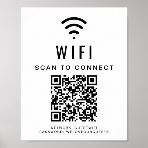 Wifi Network Scan to Connect QR Code Poster | Zazzle