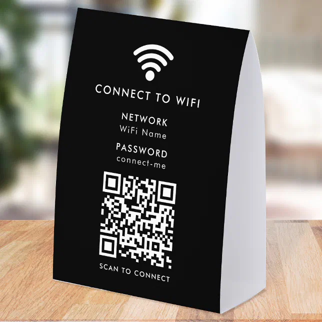 WiFi Network Table Tent | QR Paper Tabletop Sign | Zazzle