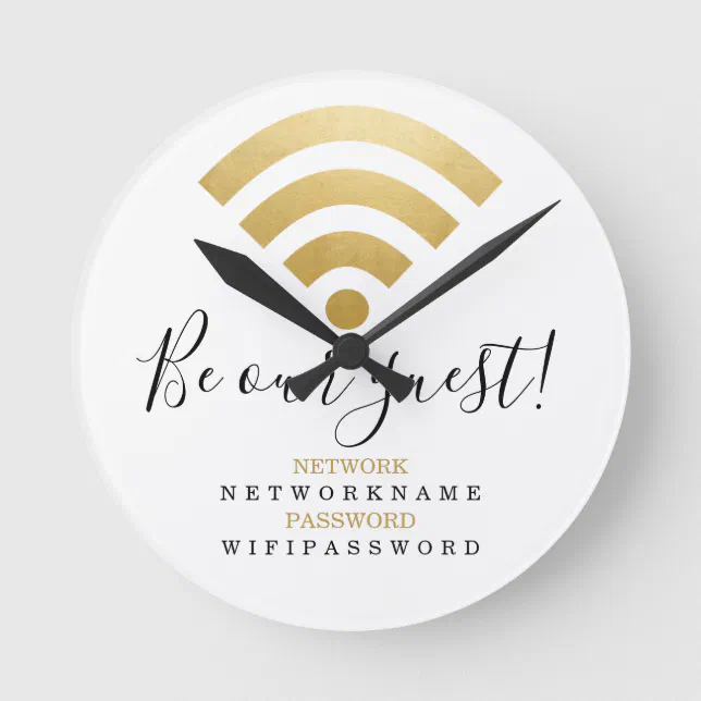 Wifi Password and Network Personalized Round Clock | Zazzle