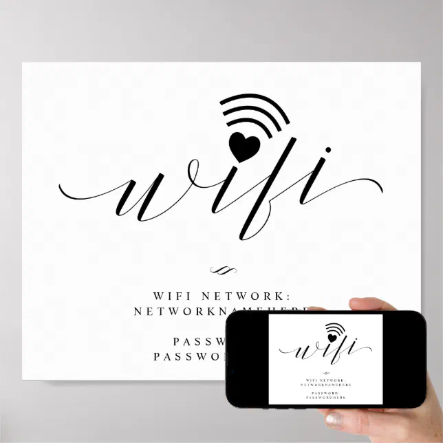 Wifi Password Calligraphy Script Wedding Sign | Zazzle