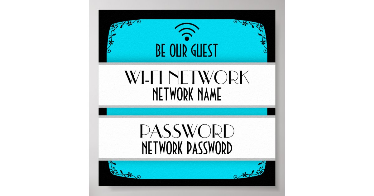 Wifi Password Custom Color Poster | Zazzle