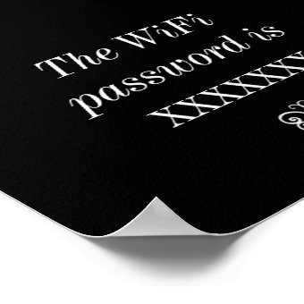 WiFi Password Frameable Poster | Zazzle