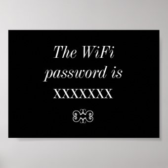 WiFi Password Frameable Poster | Zazzle