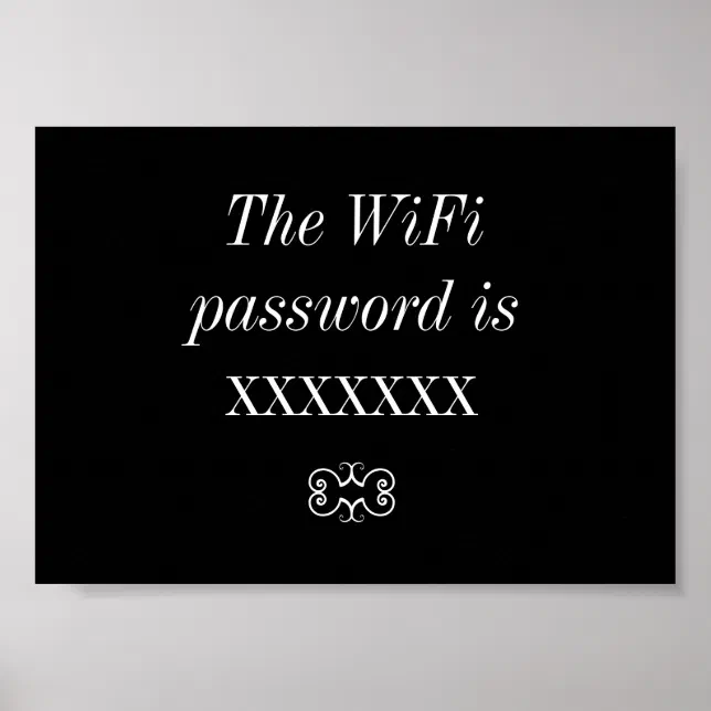 WiFi Password Frameable Poster | Zazzle