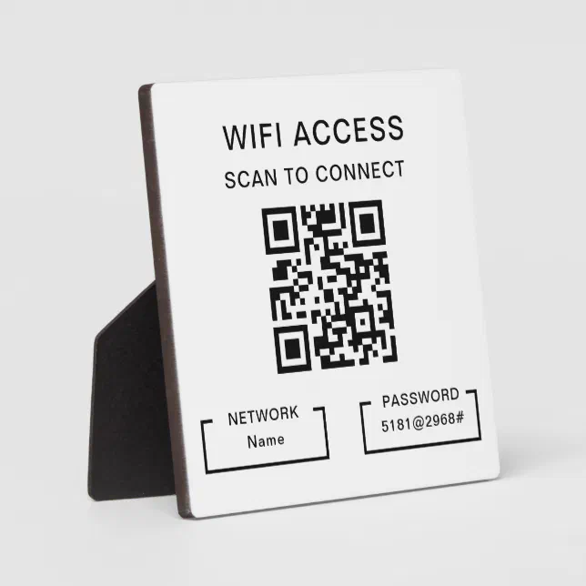 Wifi Password & Network Personalized QR Code Table Plaque | Zazzle