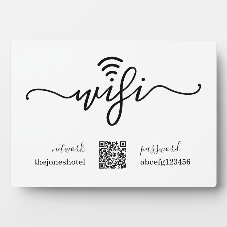 Wifi Password Sign with QR Code / Bar Code Plaque | Zazzle