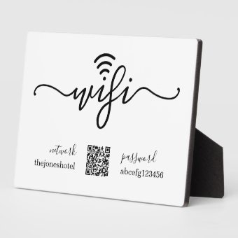 Wifi Password Sign with QR Code / Bar Code Plaque | Zazzle