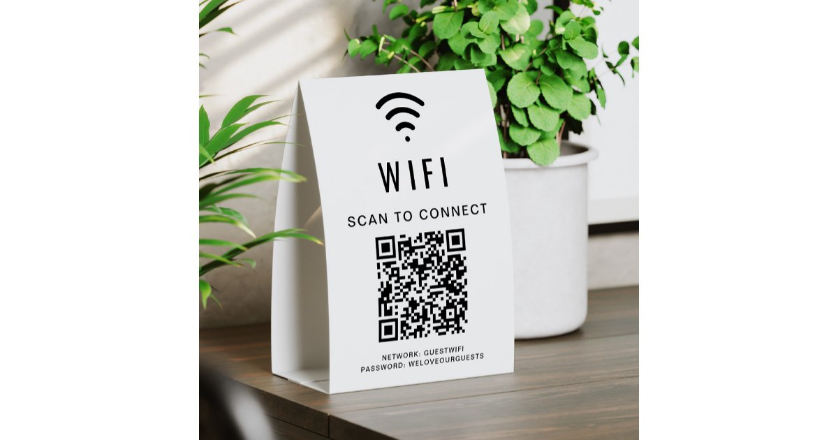 WiFi QR Code Paper Table Tent | Zazzle