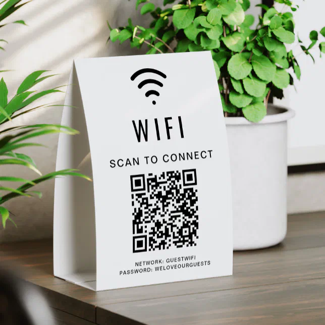 WiFi QR Code Paper Table Tent | Zazzle