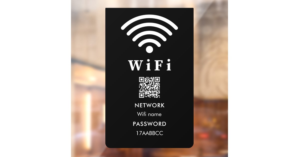 Wifi Qr Code Password Scan To Connect Black Window Cling Zazzle