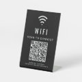 Wifi QR Code Scan To Connect Black Pedestal Sign | Zazzle