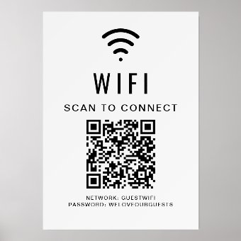 Wifi QR Code Scan To Connect Sign Holder | Zazzle