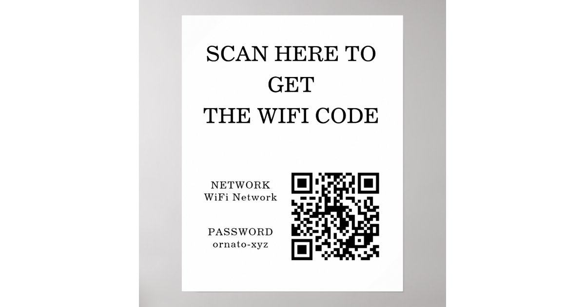 WiFi QR Code White Poster – Scan for Access | Zazzle