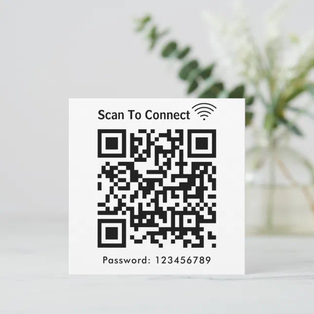 Wifi Scan To Connect Password Qr Code White Invitation | Zazzle