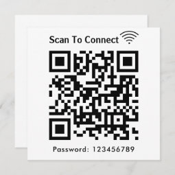Wifi Scan To Connect Password Qr Code White Invitation | Zazzle
