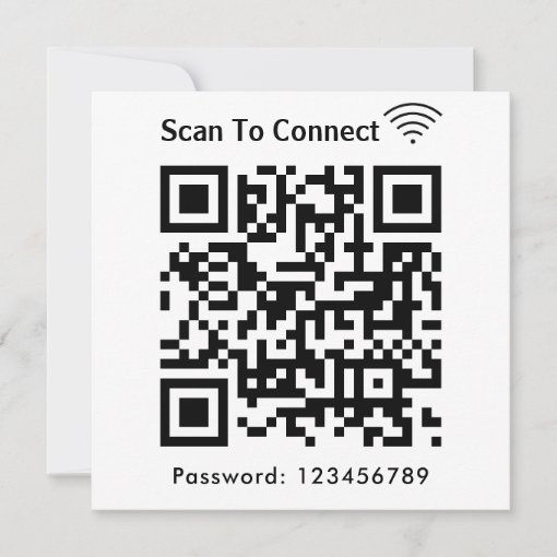 Wifi Scan To Connect Password Qr Code White Invitation | Zazzle