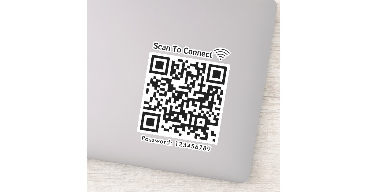 Wifi Scan To Connect Password Qr Code White Sticker | Zazzle