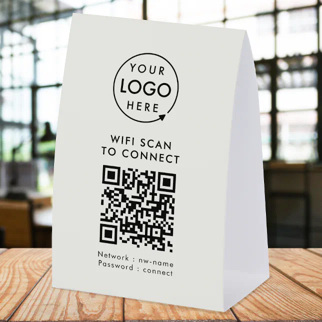 WiFi Table Tent | Network QR Paper Tabletop Sign | Zazzle