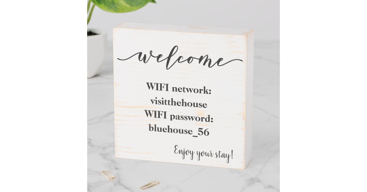 WIFI Welcome Network Password Rental Home Wooden Box Sign | Zazzle