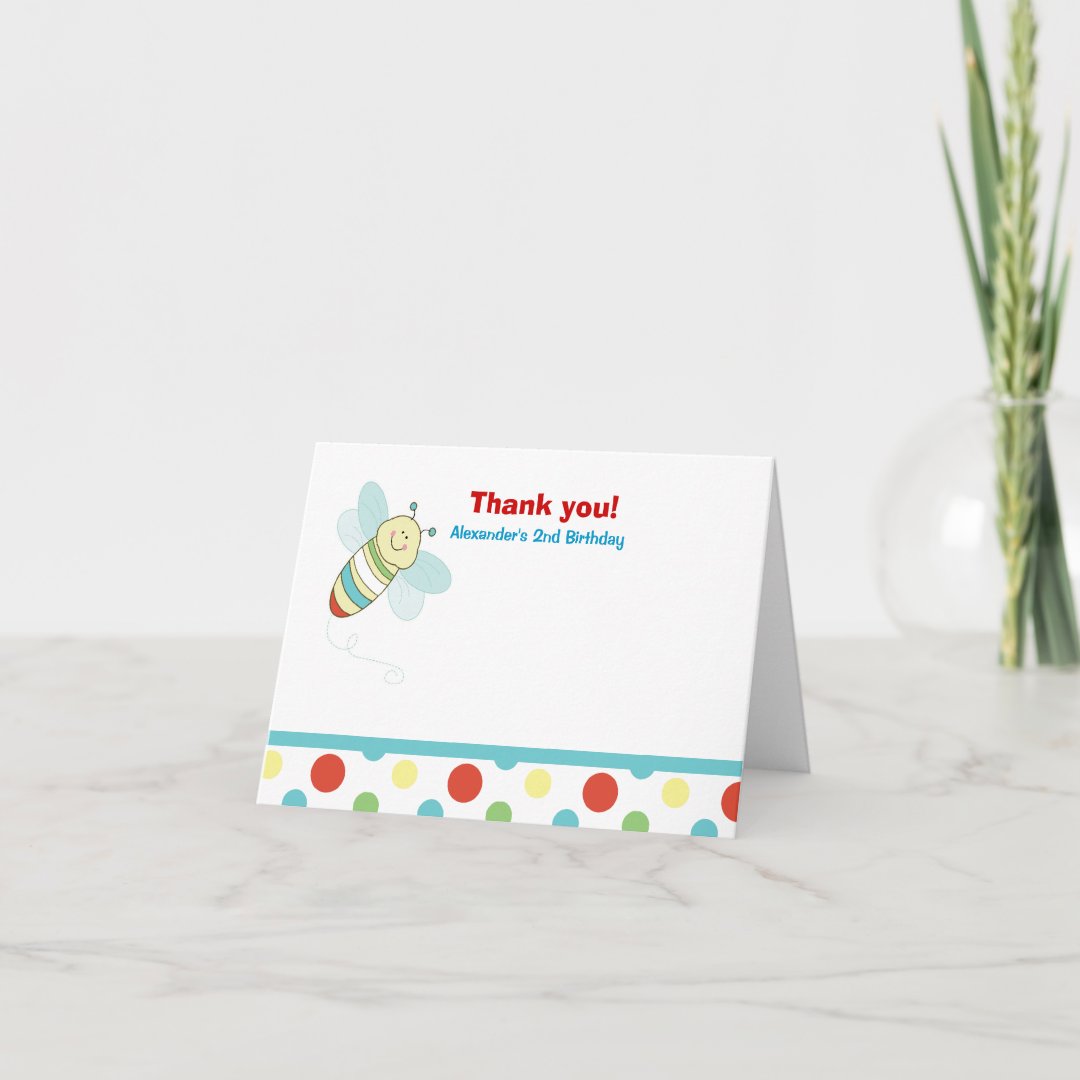 Wiggle Bug Bee Birthday Thank you Card | Zazzle