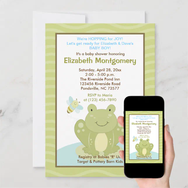 Wiggle Frog and Bug Baby Shower Invitation | Zazzle