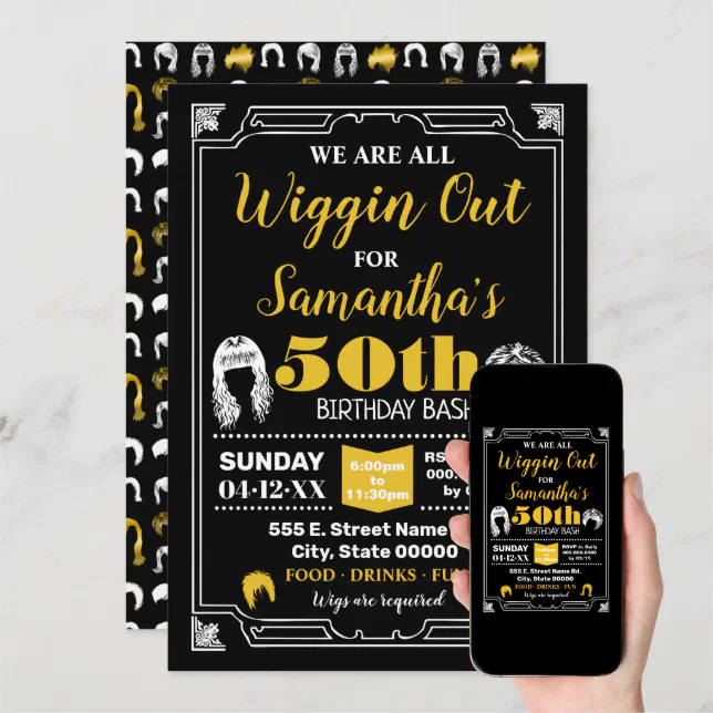Wigs party Wiggin out birthday bash Invitation | Zazzle