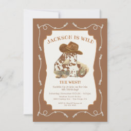 Wild 4 the West Western Cowboy Birthday Party Invitation | Zazzle