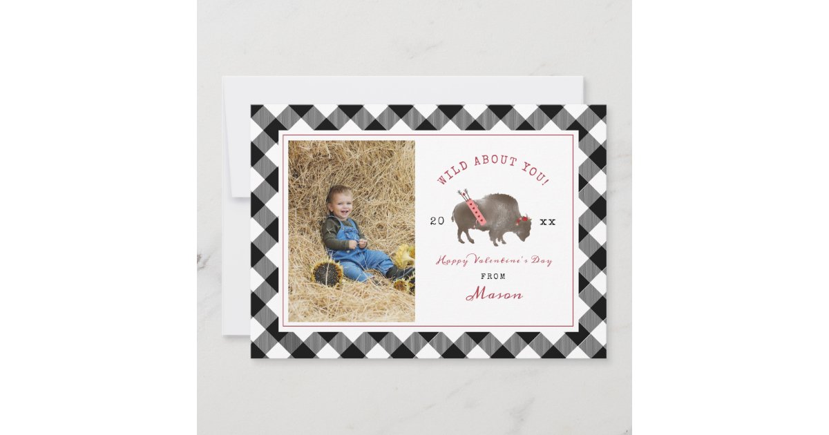 Wild About You Buffalo Photo Valentine Card | Zazzle