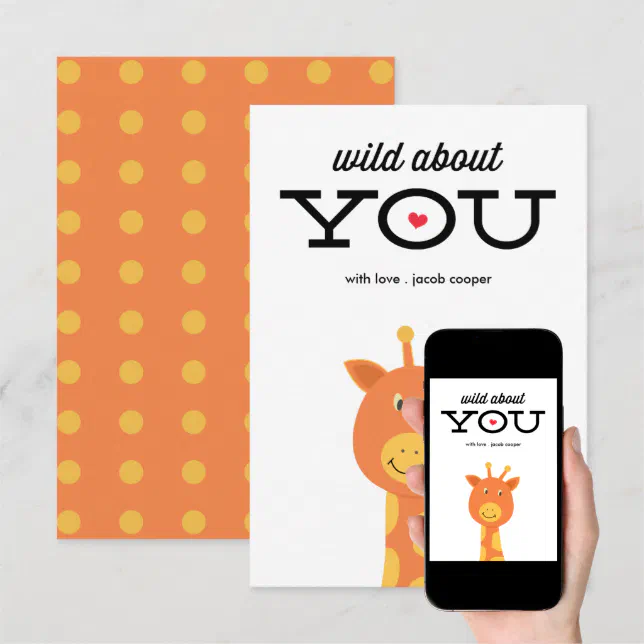 Wild about you classroom valentine's day card | Zazzle