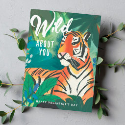 Wild About You Jungle Tiger Valentine's Day Note Card | Zazzle